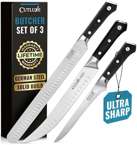 Amazon.com: Naitesen Professional Butcher Knife Set 3, Bullnose Meat ...