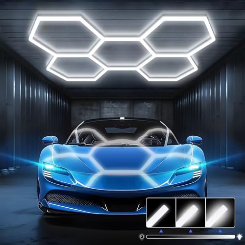 Hexagon Garage Lights - 3 Level Dimmable Hexagon Lights, Upgraded ...
