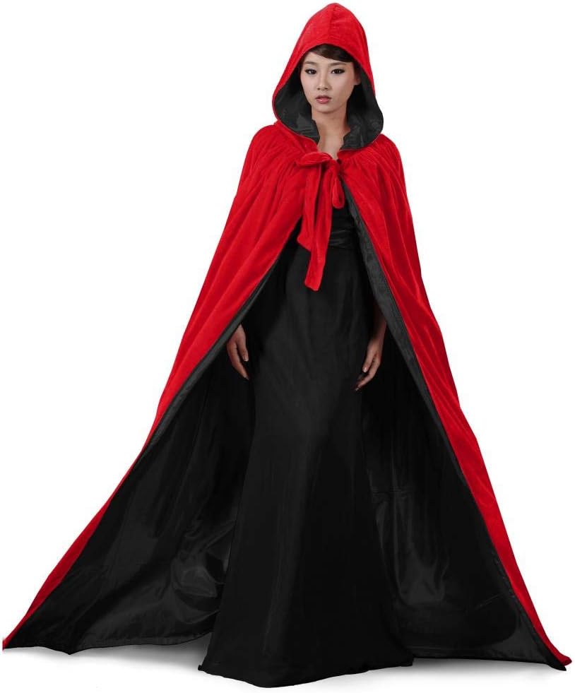 Amazon.com: yeoyaw Women Red Velvet Hooded Cloaks Halloween Wicca Capes ...