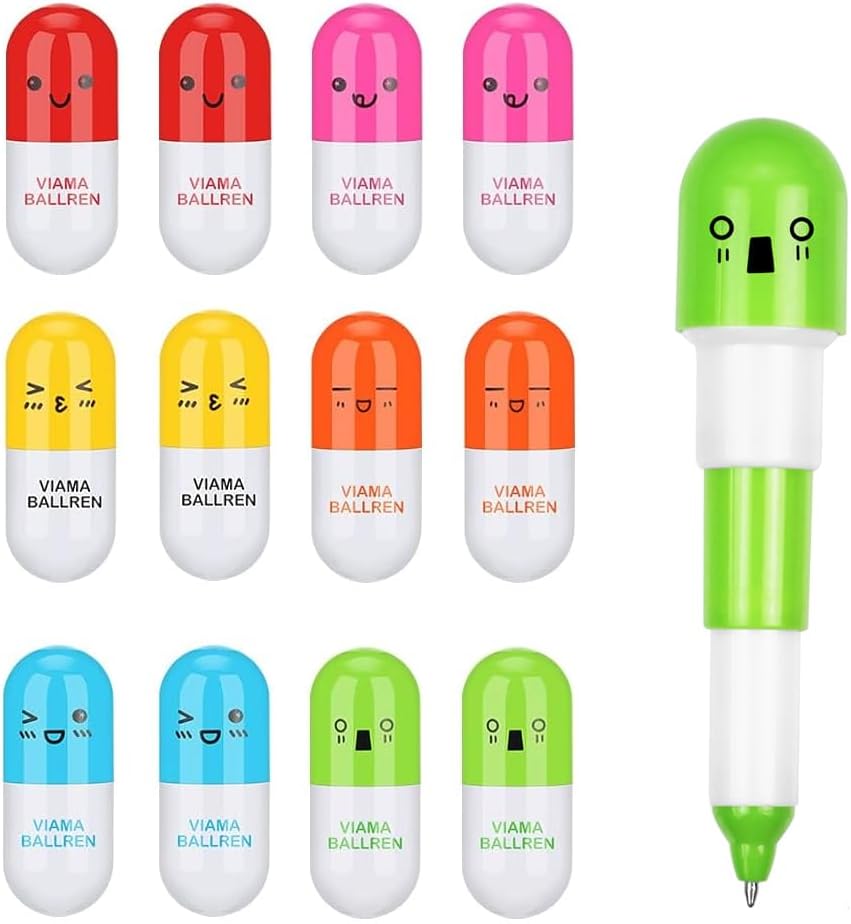 DECARETA 24 Pieces Mini Retractable Ballpoint Pens, 6 Colors Novelty ...