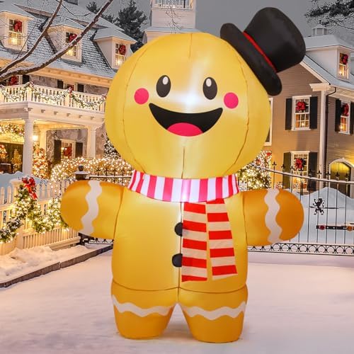 Amazon.com: GOOSH 6.2 FT Christmas Inflatables Gingerbread Man Outdoor ...