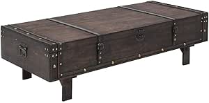 Fest-night Vintage Coffee Table with Treasure Chest Storage Box Wooden ...