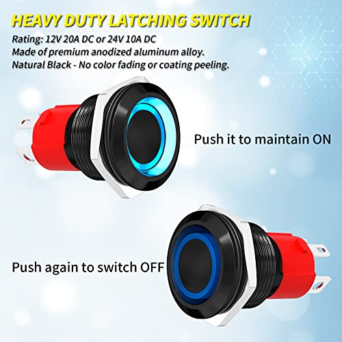 Snapklik.com : Joinfworld 20A 12V Push Button Switch Latching 19MM Pushbutton Switch