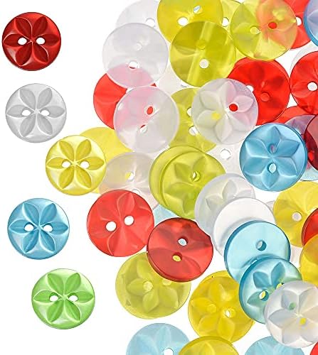 Buttons - 100 Mixed Baby Star Buttons Size 22 (14mm) - Ranbow Round ...