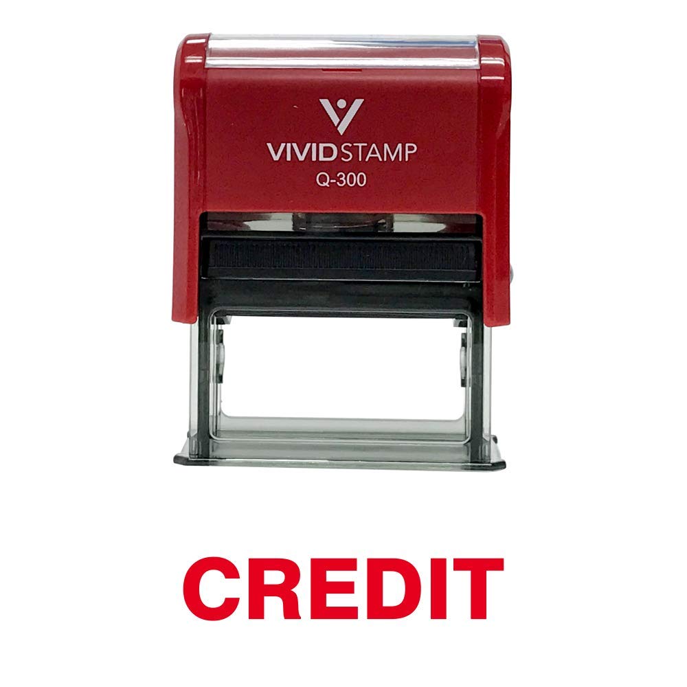Amazon.com : Credit Self Inking Rubber Stamp (Red Ink) - Large : Office ...