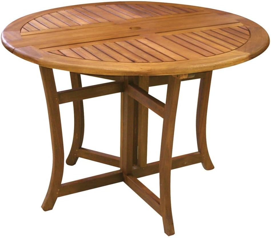 Amazon.com: Genuine Grade A Teak 47" Round DropLeaf Folding Table,Use w ...