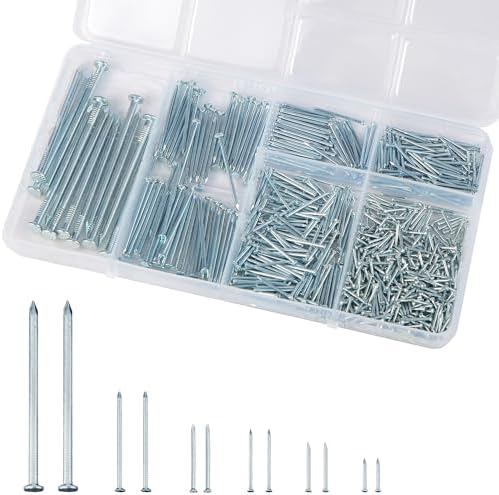 722pcs Hardware Nails, 6 Sizes Nails Assortment Kit, Nails for Hanging ...