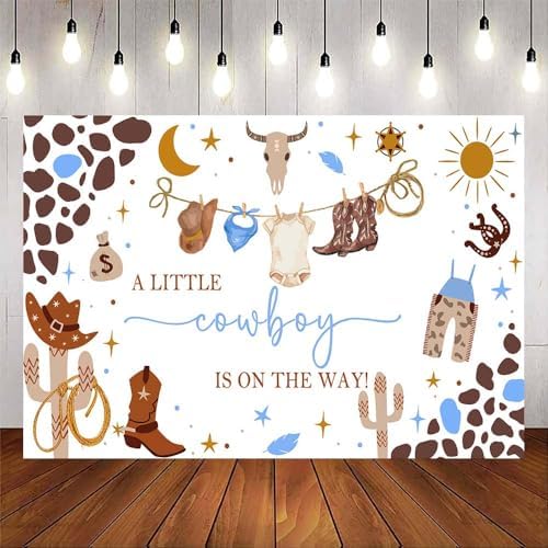 Amazon.com : VanillaBay Western Cowboy Baby Shower Backdrop 7x5ft A ...