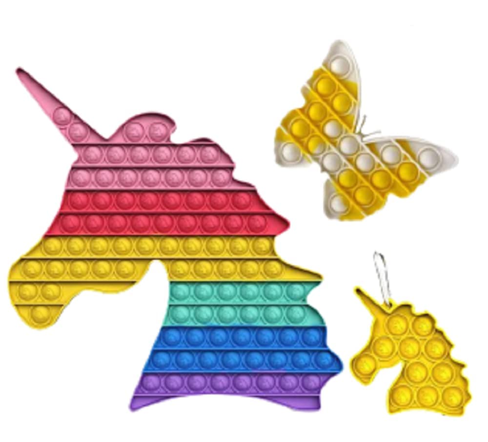 Buy URBAN BOX POP IT Unicorn & Butterfly & Key Chain Pop It Fidget Toys ...