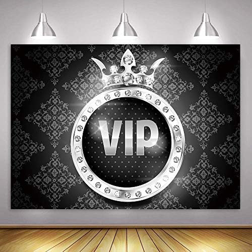 Amazon.com : Withu Gold Glitter VIP Backdrop Crown Checkered Black ...