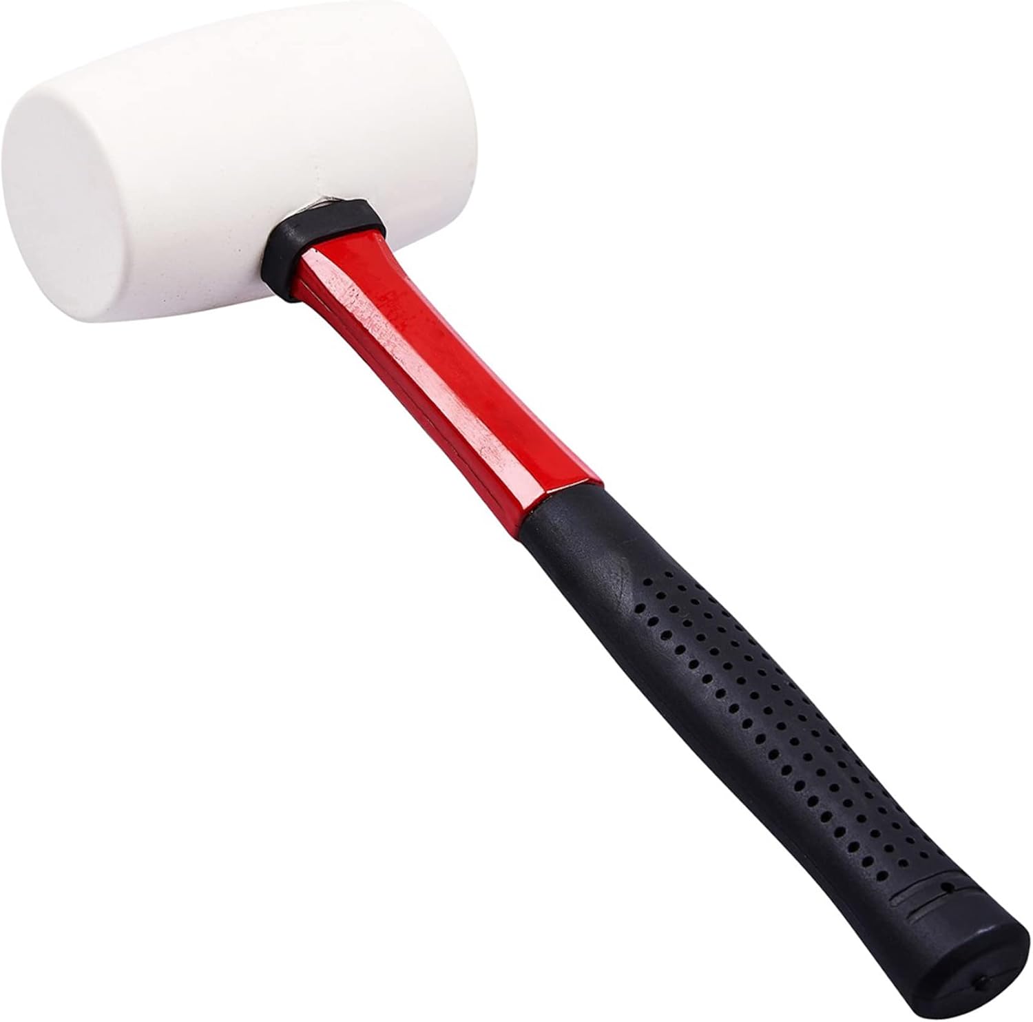 16oz White Rubber Mallet Hammer FIBREGLASS Red Shaft New Grip Handle ...
