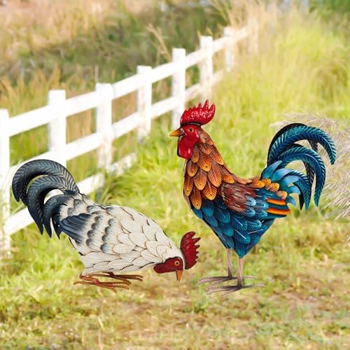 Amazon.com : 5.5 ft. Tall Iron Rooster Garden Statue “Robert” : Patio ...
