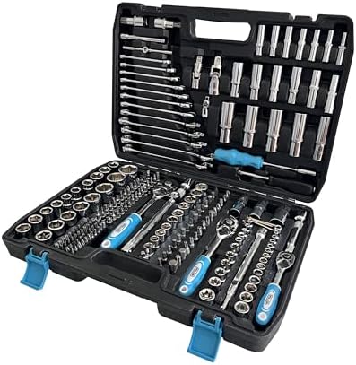 POLLOR 216 Piece Socket Spanner Set, 1/4" 3/8" 1/2" Inch Drive Ratchet ...