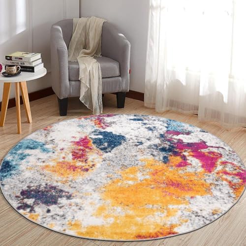 Amazon.com: Rugshop Sky Collection Modern Abstract Round Area Rug 8 ...