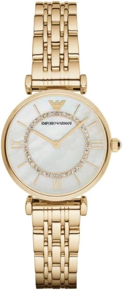 Emporio Armani Damen Analog Quarz Uhr mit Leder Armband AR1989 : Amazon ...