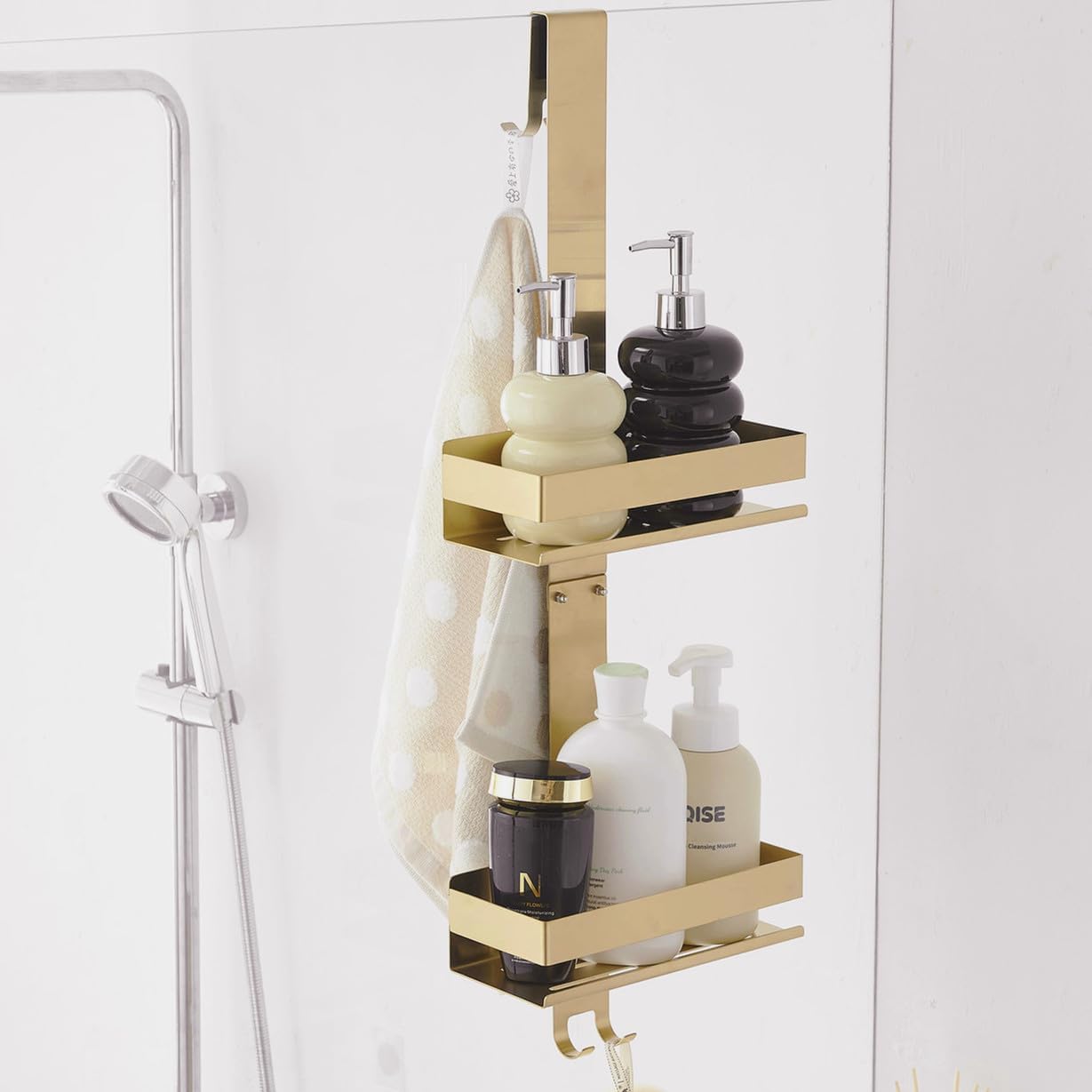 Amazon.com: Beelee Over Door Shower Organizer：2 Tier Shower Caddy ...