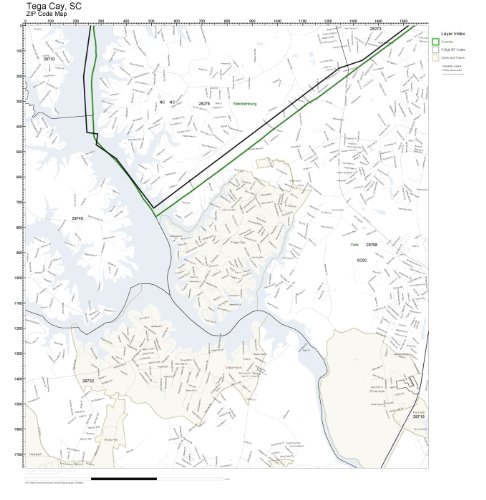 ZIP Code Wall Map of Tega Cay, SC ZIP Code Map Not Laminated: Amazon ...