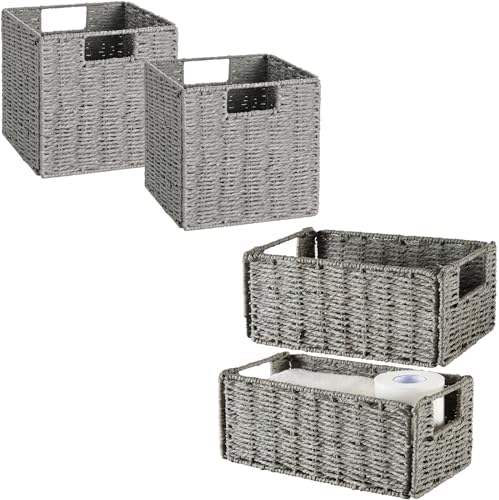 Amazon.com: Vagusicc Wicker Baskets for Storage, Set of 4 Hand-Woven ...
