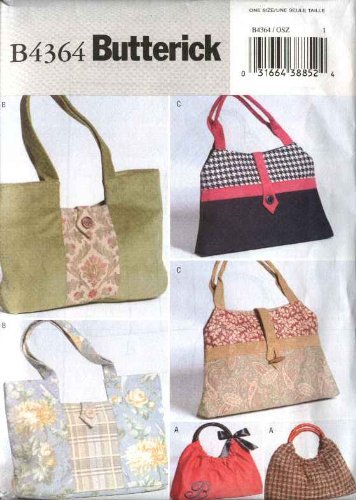 Butterick Butterick Sewing Pattern 4364 Three Lined Fashion Handbags ...