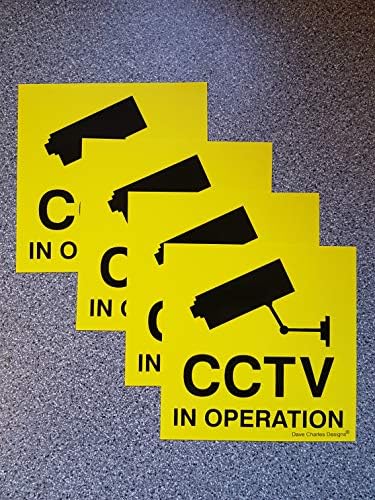 pack of 4 CCTV in operation stickers 100mm x 100mm self adhesive vinyl ...