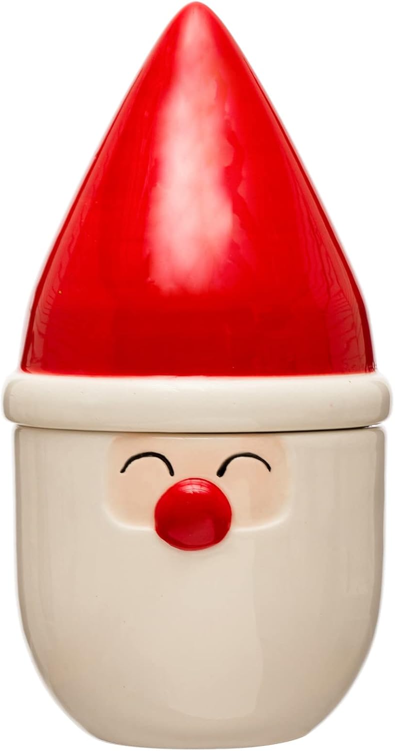 Amazon.com: Creative Co-Op 4-1/4" Round x 7-3/4"H Stoneware Santa ...