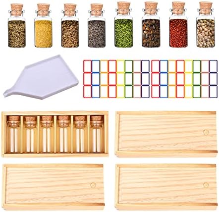 Amazon.com: 4 Set Seed Storage Box, Glass Bottles with wooden Caps ...
