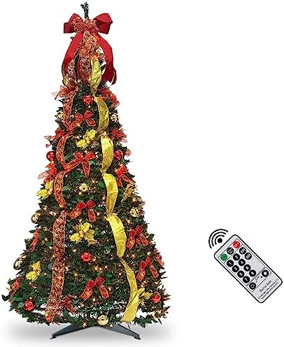 Amazon.com: Holiday Peak Pull-Up Christmas Tree, Pre-Lit and Fully ...