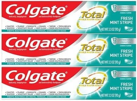Amazon.com : Colgate Total Toothpaste, Fresh Mint Stripe Gel, 3.3 oz ...