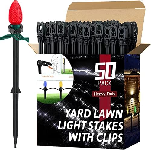Amazon.com: Christmas Light Yard Stakes [Set of 50] Outdoor Light ...