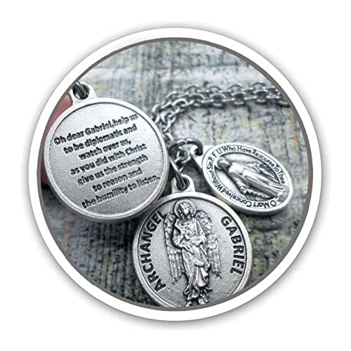 Amazon.com: Archangel Gabriel Necklace, Keychain or Clip, Catholic ...