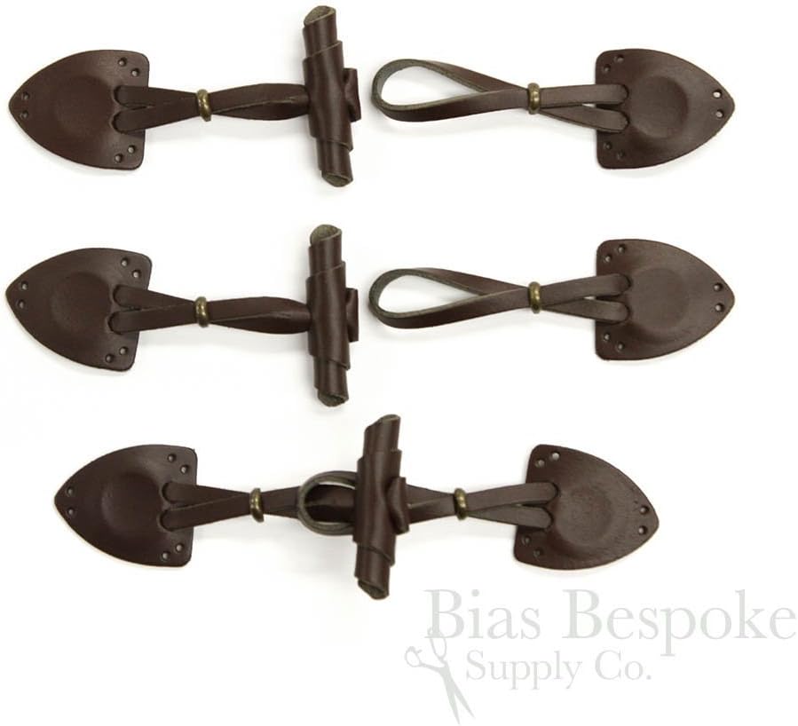 Amazon.com: 3 Sets of 7" Dark Brown Leather Toggle Closures, Made in Italy