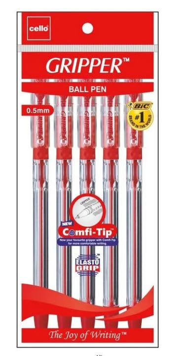 Cello Basic Ball Point Pen (Red)-Gripper - (Pack of 50) : Amazon.in ...