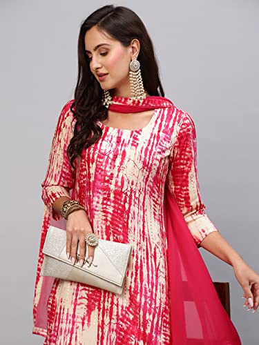 Buy GoSriKi Women's Cotton Blend Printed Straight Kurta with Pant ...