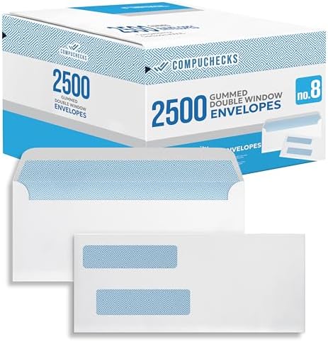 Amazon.com : Compuchecks Double Window Envelopes #8- Peel and Seal ...