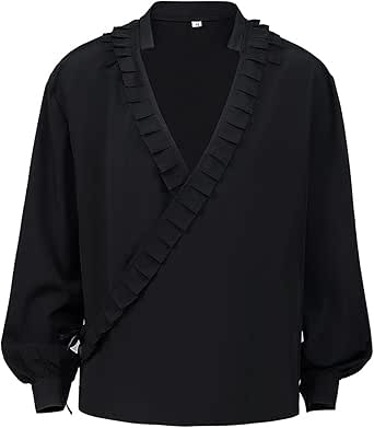 Camicia Pirata Uomo Rinascimento Vittoriano Steampunk Gotico Arruffato Costume Medievale ...