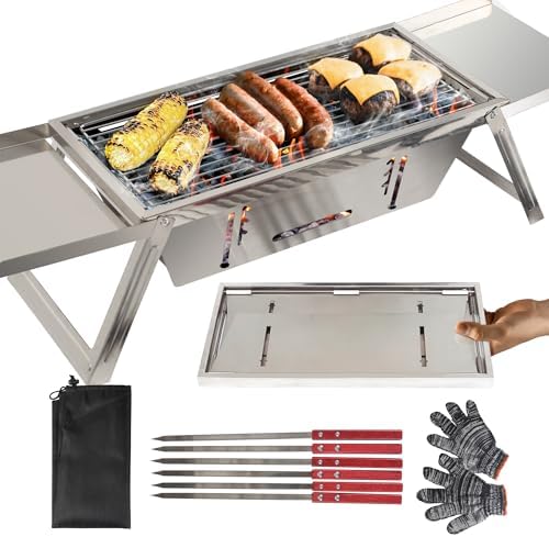 Amazon.com: Griddle Buddy FoldNGo Portable Charcoal Grill with 6 ...