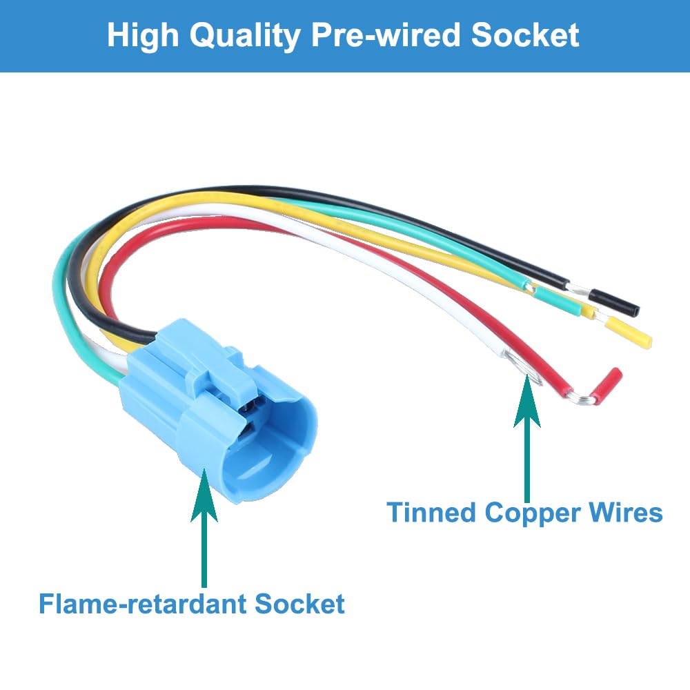 Snapklik.com : 5pcs Push Button Socket, Pigtail, Harness, Wire ...