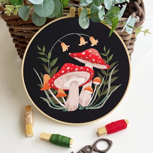 Myfelicity 3 Mushroom Embroidery kit, Adult Beginner DIY Needle kit,Art ...