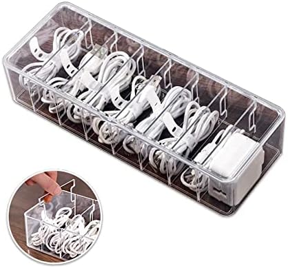 STARRY G Cable Tidy Box with Lid, 8 Grids Acrylic Cable Organizer Box ...