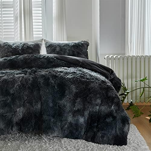 Amazon.com: Wajade Plush Shaggy Ombre Grey Comforter Set, 3 Pieces Full ...