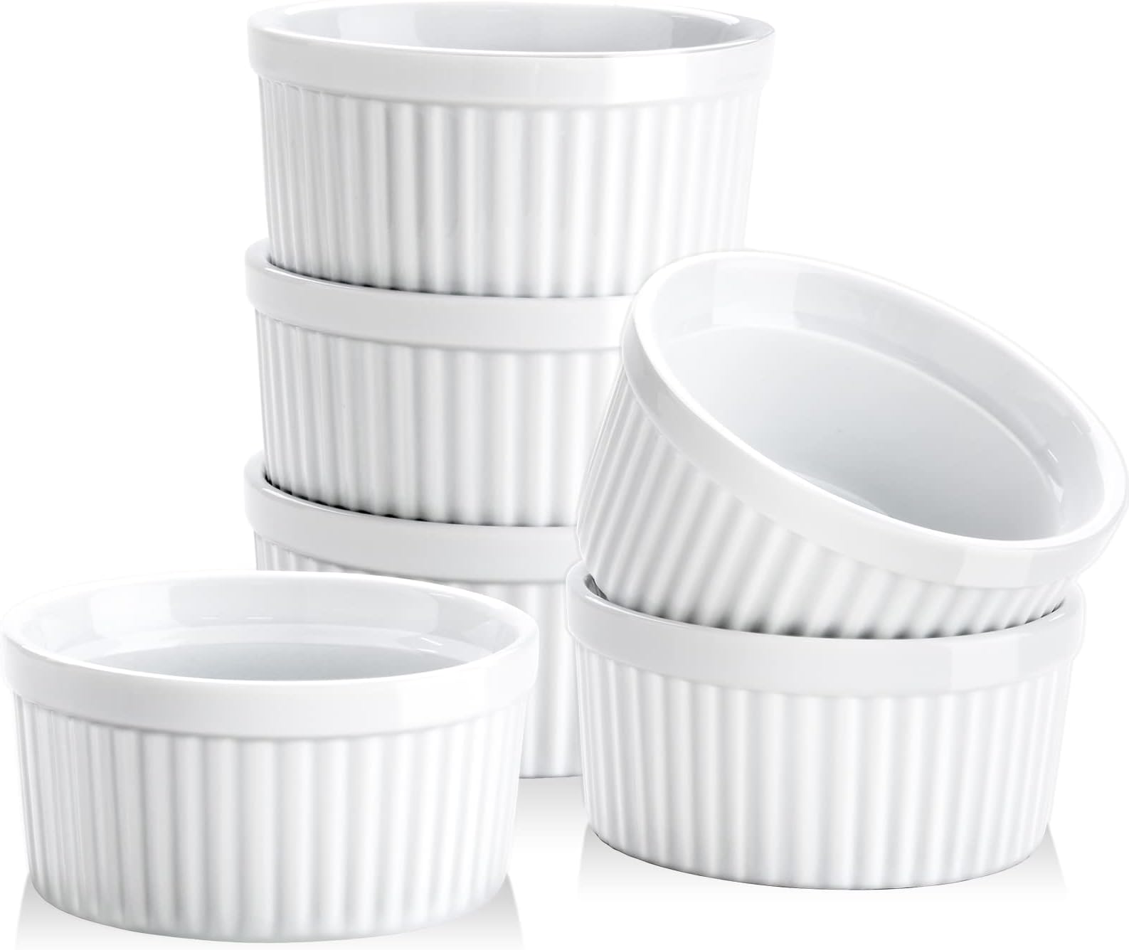 Amazon.com: HIC Kitchen Souffle Ramekin Set, Fine White Porcelain, 4 ...