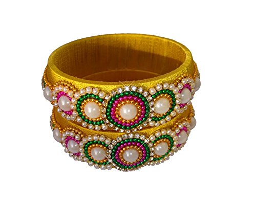 Buy Jyothi Jewellery Work Multi Colour Silk Thread Bangle Set for Women ...