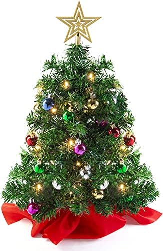 HY-MS 19.6-Inch Mini Christmas Tree with Ornaments, Tabletop Artificial ...