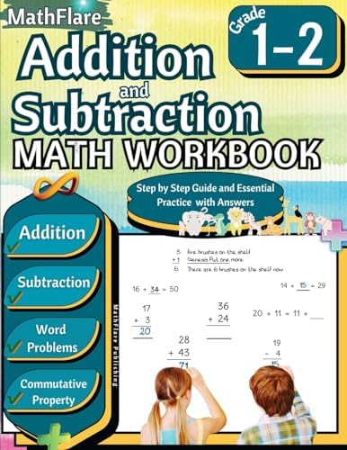 Addition and Subtraction Math Workbook 1st and 2nd Grade: Word Problems ...