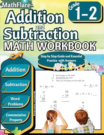 Addition and Subtraction Math Workbook 1st and 2nd Grade: Word Problems ...