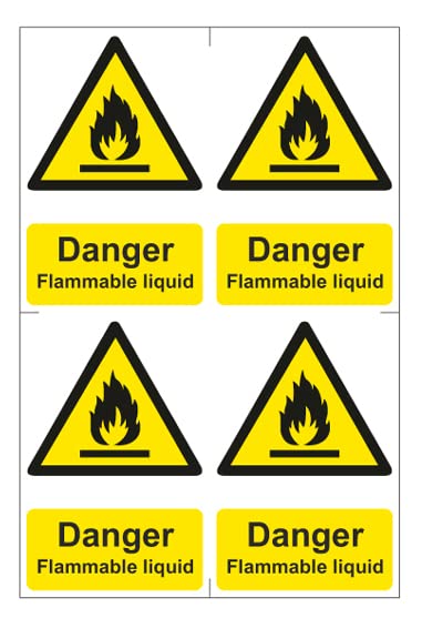 4 Piece Combo Offer Danger Flammable Liquid Sign, Waterproof Sticker ...