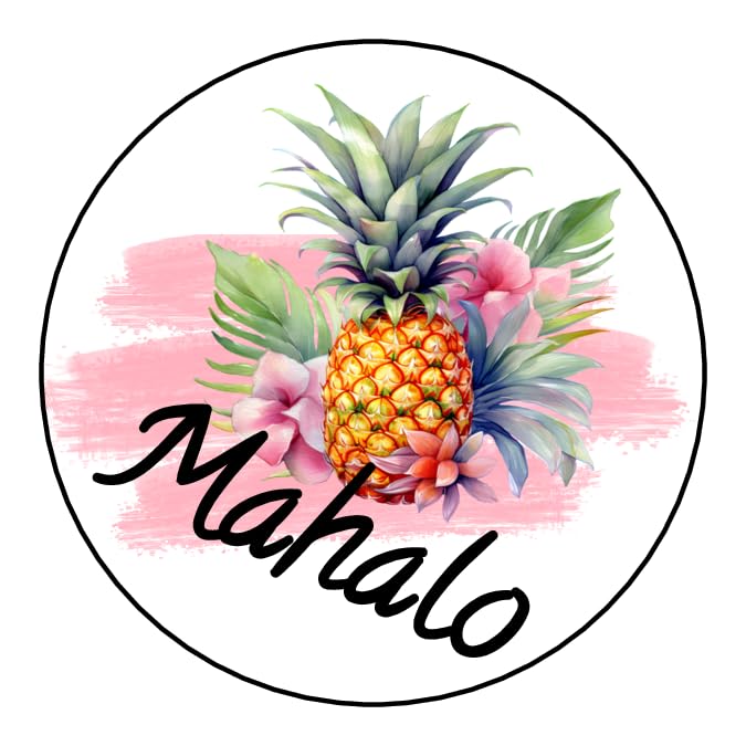 Amazon.com: Pineapple Mahalo Thank you stickers, labels, tags, envelope ...