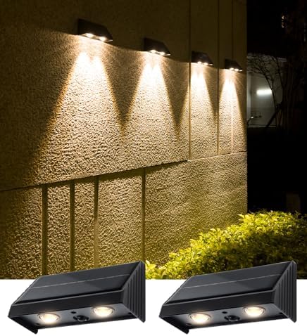 XmnSoly Solar Fence Lights Outdoor Waterproof LED Solar Wall Lights ...