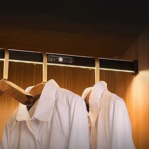Amazon.co.jp: Lighted Black Hanger Rail 40-120cm, Metal Closet Rod with ...
