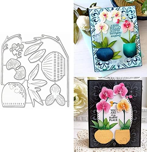 Blooming Orchid Metal Die Cuts, Flowers Leaves Plant Vase Flower ...